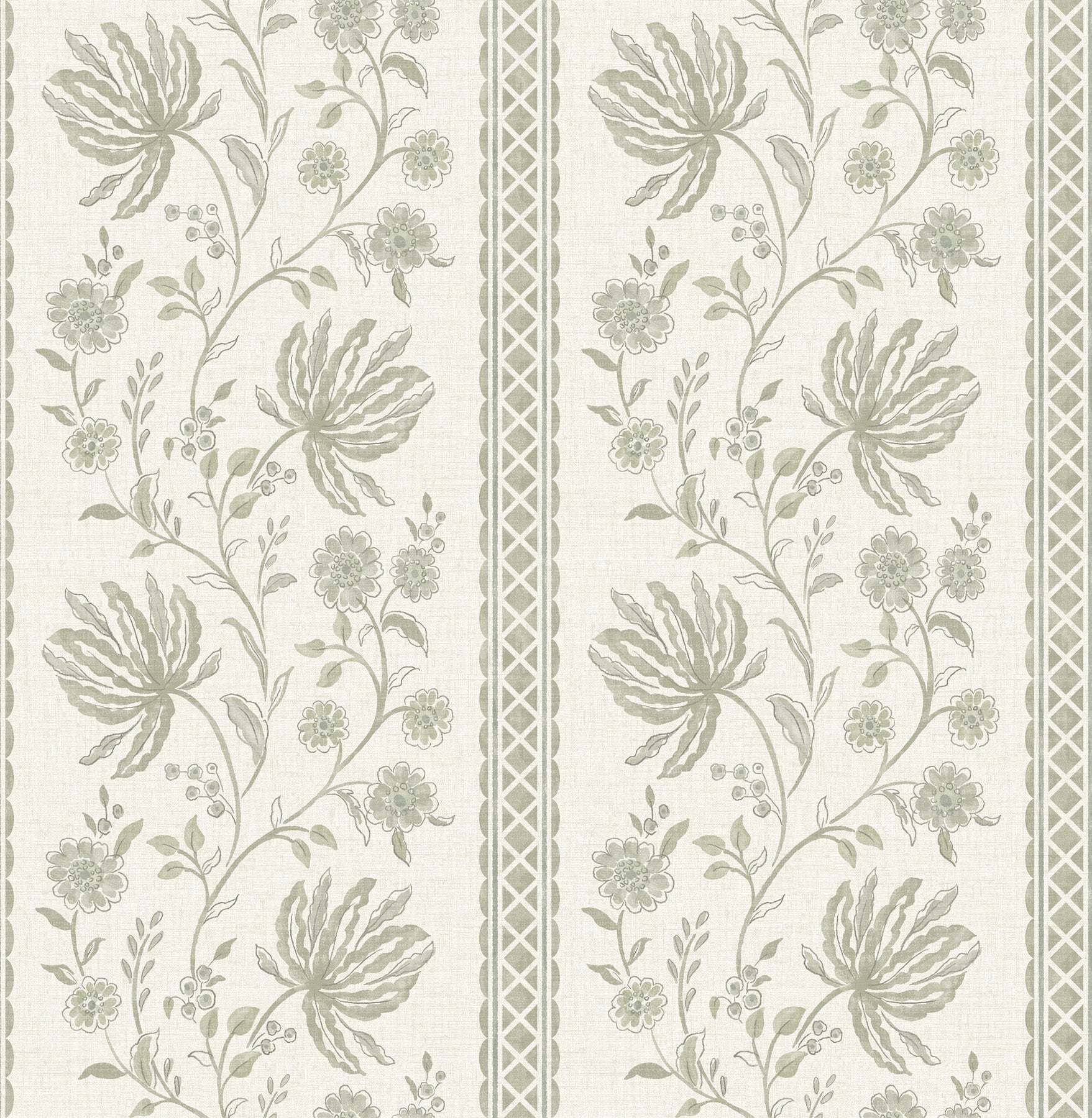 A-Street Prints AST6349 Edgemoor Sage Jacobean Stripe Wallpaper